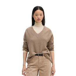 Marc O'Polo MARC O'POLO Damen Strickpullover "aus weichem Schurwolle-Mix", beige, Gr. XL, unifarben, Obermaterial: 80% Wolle, 20% Polyamid, Pullover
