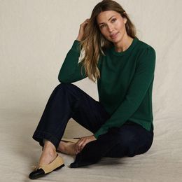 LANDS' END Merino-Pullover mit Lurex-Ausschnitt f&uuml;r Damen, Damen, size: regular, Gr&uuml;n, Wolle, by Lands' End