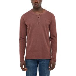 Mustang Herren Langarmshirt "Atchison Henley LA"decadent chocolate, Gr. M, unifarben, Jersey, Obermaterial: 100% Baumwolle, Shirts, mit kurzer