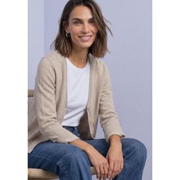Street One Damen Cardigan, beige, Gr. 46, unifarben, Strick, Obermaterial: 37% Baumwolle, 34% Polyacryl, 26% Polyester, 3% Elasthan, Strickjacken,