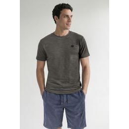 Street One MEN Herren T-Shirt, braun, Gr. S, unifarben, Web, 96% Baumwolle, 4% Polyester, Shirts, mit Rundhalsausschnitt