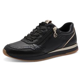 Tamaris Damen Plateausneaker, Gr. 39, schwarz, Lacksynthetik, Lederimitat, gl&auml;nzend, Schuhe, Schn&uuml;rschuh, Freizeitschuh, Halbschuh in veganer
