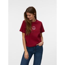 V&eacute;ro Moda VERO MODA Damen Kurzarmshirt "VMSARA METTE SS TOP BOX JRS GA NOOS", rot, Gr. L, bedruckt, Jersey, Obermaterial: 100% Baumwolle, Shirts, Baumwolle,
