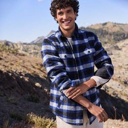 LANDS' END Hemdjacke aus geb&uuml;rstetem Flanell und Stepp f&uuml;r Herren, Herren, size: regular, Grau, Woll-Mischung/Polyester-Mischung, by Lands' End