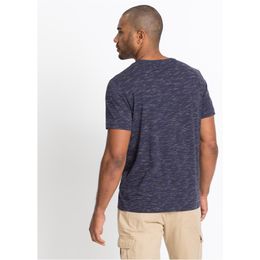 bonprix Herren T-Shirt, blau, Gr. 44, meliert, Jersey, Obermaterial: 93% Baumwolle, 7% Polyester, Shirts, lockere Passform, kurze &Auml;rmel, mit