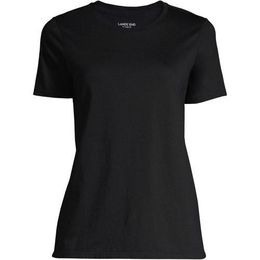 LANDS' END Supima Kurzarm-Shirt mit rundem Ausschnitt f&uuml;r Damen in Petite-Gr&ouml;&szlig;e, Damen, size: petite, Schwarz, Baumwolle, by Lands' End
