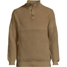 LANDS' END Strukturierter Troyer-Pullover Drifter f&uuml;r Herren, Herren, size: regular, Braun, Baumwolle, by Lands' End