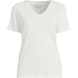 LANDS' END Soft Flow Shirt aus Leinenmix mit V-Ausschnitt in Plus-Gr&ouml;&szlig;e, Damen, size: plus, Elfenbein, Leinen/Baumwolle Modal, by Lands' End