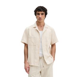 Marc O'Polo MARC O'POLO Herren Kurzarmhemd "mit Streifenstruktur-Mix"grau silk, Gr. XXL, unifarben, Obermaterial: 100% Baumwolle, Hemden