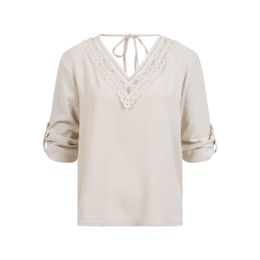 CLOUD 5IVE Damen Klassische Bluse "CLOUD 5IVE Blouse with turn-up sleeves", beige, Gr. XXL, 95% Polyester, 5% Elasthan, Blusen