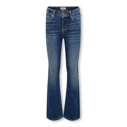 KIDS Only M&auml;dchen Bootcut-Jeans "KOGBLUSH FLARED DNM REA1319 NOOS", blau, Gr. 140, unifarben, Denim/Jeans, Obermaterial: 92% Baumwolle, 6%