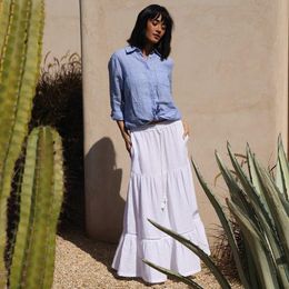 LANDS' END Maxi-Stufenrock aus Musselin f&uuml;r Damen, Damen, size: regular, Wei&szlig;, Baumwolle, by Lands' End