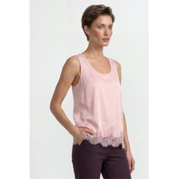 RICHROYAL Damen Shirttop, rosa, Gr. 34, Web, Obermaterial: 96% Polyester, 4% Elasthan, Tops, mit Spitzenbesatz am Saum, edle Satin-Optik