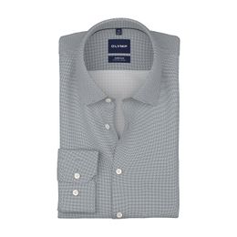 OLYMP Herren Langarmhemd "24/Seven No. Six", grau, Gr. 39, gemustert, Jersey, Obermaterial: 92% Baumwolle, 8% Elasthan, Hemden, Businesshemd,