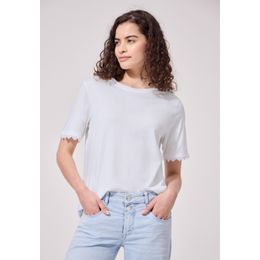 Damen T-Shirt, wei&szlig;, Gr. 44, STREET ONE STUDIO, unifarben, Web, 50% Modal, 50% Baumwolle, Shirts, aus softem Materialmix