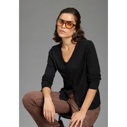 Flashlights Damen Strickjacke, schwarz, Basic, Gr. 32, clean, unifarben, Feinstrick, Obermaterial: 50% Baumwolle, 50% Polyacryl, Strickjacken,