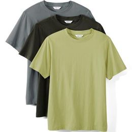 LANDS' END Kurz&auml;rmelige Rundhalsshirts im 3er-Set f&uuml;r Herren, Herren, size: regular, Multi, Baumwolle, by Lands' End