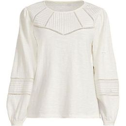 LANDS' END Flammgarn-Shirt mit Biesen-Verzierung f&uuml;r Damen in Plus-Gr&ouml;&szlig;e, Damen, size: plus, Elfenbein, Baumwolle, by Lands' End
