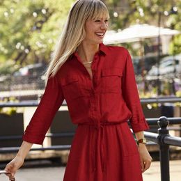 LANDS' END Verk&uuml;rztes Hemd aus Leinenmix mit Kordelzug f&uuml;r Damen, Damen, size: regular, Orange, Leinen/Viskose, by Lands' End
