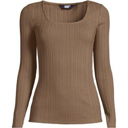 LANDS' END Baumwoll/Modal-Rippshirt mit eckigem Ausschnitt f&uuml;r Damen, Damen, size: regular, Elfenbein, by Lands' End