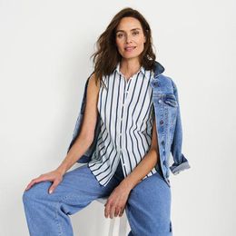 LANDS' END B&uuml;gelleichte &auml;rmellose Hemdbluse f&uuml;r Damen in Petite-Gr&ouml;&szlig;e, Damen, size: petite, Wei&szlig;, Baumwolle, by Lands' End