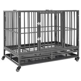 vidaXL Hundek&auml;fig mit Rollen aus Stahl 92 cm, 62 cm, 76 cm