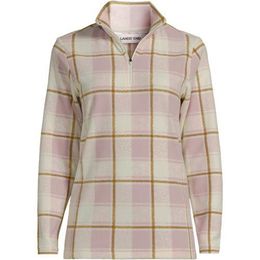 LANDS' END Gemusterter Fleece-Pullover mit Rei&szlig;verschluss f&uuml;r Damen in Plus-Gr&ouml;&szlig;e, Damen, size: plus, Pink, Polyester, by Lands' End