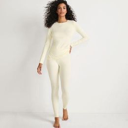 LANDS' END Lange Stretch-THERMASKIN-Unterhose f&uuml;r Damen, Damen, size: regular, Elfenbein, Elasthan/Polyester-Mischung, by Lands' End