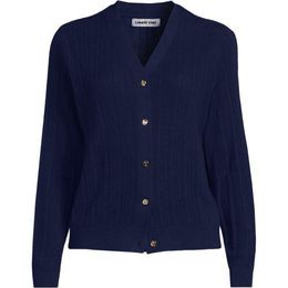 LANDS' END Rippstrick-Cardigan mit Seide in Petite-Gr&ouml;&szlig;e, Damen, size: petite, Rot, Baumwolle/Seide/Nylon, by Lands' End