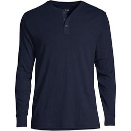 LANDS' END Henley-Schlafshirt f&uuml;r Herren, Herren, size: regular, Blau, Baumwolle, by Lands' End