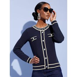 CR&Eacute;ATION L CREATION L Damen Cardigan, blau, Gr. 38, gemustert, mehrfarbig, 100% Baumwolle, Strickjacken