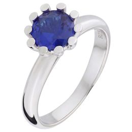 Jobo Damen Silberring "Ring Fingerring blau", 56, Silber 925 (Sterlingsilber), blau, Silber 925 (Sterlingsilber), Fingerringe, 925 Silber rhodiniert