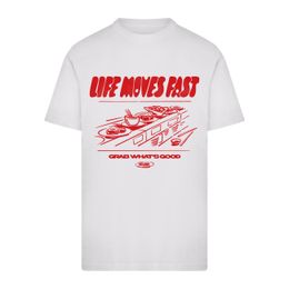 MisterTee Herren T-Shirt "MisterTee Life Moves Fast Grab What is Good Tee", wei&szlig;, Gr. XL, bedruckt, 100% Baumwolle, Shirts