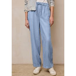 Damen Stoffhose, blau, Gr. 44, STREET ONE STUDIO, unifarben, Stoff, 100% Lyocell, Hosen, aus Lyocell