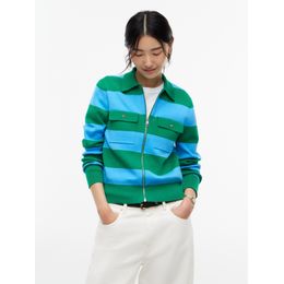 Tommy Hilfiger Damen Strickjacke "COTTON FULL NEEDLE REG JACKET", gr&uuml;n, Gr. XL, gestreift, Strick, Obermaterial: 77% Baumwolle, 23% Polyamid,