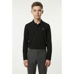 Jungen Langarm-Poloshirt "SOLID PIQUE POLO"pvh schwarz, Gr. 4, Calvin Klein Jeans, unifarben, Single Jersey, Obermaterial: 94% Baumwolle, 6%