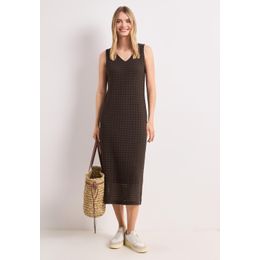 Street One Damen Midikleid, braun, Gr. 40, unifarben, Web;Stoff;Spitze, Obermaterial: 70% Baumwolle, 30% Polyester. Futter: 95% Viskose, 5% Elasthan,