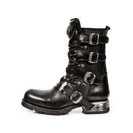 New Rock Herren Stiefel "Biker Boots M-MR017-C10", Gr. 46, schwarz, Obermaterial: 100% Rindnappaleder CNA., Schuhe, Handgefertigt, Made in Spain