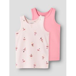 name it M&auml;dchen Unterhemd "NMFTANK TOP 2P BALLARINA NOOS", Gr. 116, rosa, Jersey, Obermaterial: 95% Baumwolle, 5% Elasthan, bedruckt, Unterhemden