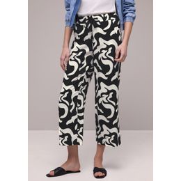 Street One Damen Stoffhose, schwarz-wei&szlig;, Gr. 32, gemustert, Stoff, 100% Viskose, Hosen, High Waist