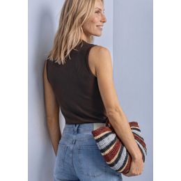 Street One Damen Shirttop, braun, Gr. 40, unifarben, Web, Obermaterial: 63% Modal, 37% Polyester, Tops, Sommer-Top im Silk-Look mit Turtle Neck