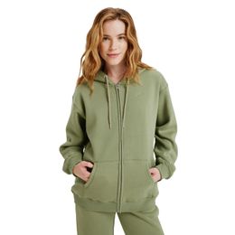 Roxy Damen Hoodie "Surf Stoked Zipped Brushed", gr&uuml;n, Gr. XS, Obermaterial: 60% Baumwolle, 40% Polyester., Sweatshirts