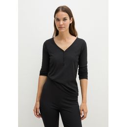 Marc O'Polo MARC O'POLO Damen Langarmshirt, Gr. M, schwarz, Jersey, Obermaterial: 50% Modal, 45% Baumwolle, 5% Elasthan, Shirts