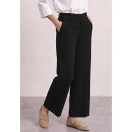 Street One Damen Stoffhose, schwarz, Gr. 42, unifarben, Stoff, 61% Viskose, 32% Polyamid, 7% Elasthan, Hosen, mit Wide Legs