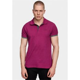 RUSTY NEAL Herren Poloshirt "Rusty Neal Polo"lila, grau, Gr. XXXL, bestickt, 100% Baumwolle, Shirts, mit kontrastfarbig abgesetzter Knopfleiste