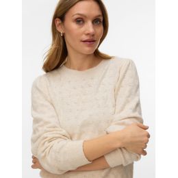 V&eacute;ro Moda VERO MODA Damen Strickpullover "VMDOFFY STITCH LS O-NECK PULLOVER NOOS"birch detail:melange, Gr. S, meliert, Strick, Obermaterial: 94% Polyester, 3%
