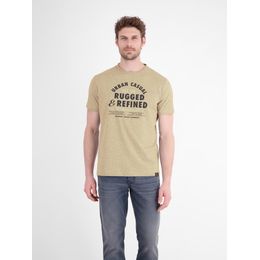 Lerros Herren Kurzarmshirt, beige, Gr. XL, bedruckt, Single Jersey, Obermaterial: 100% Baumwolle, Shirts, Sommershirt mit Schriftzug