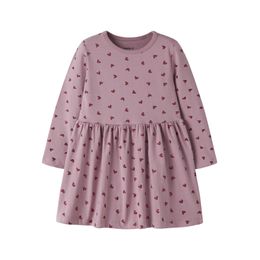 name it M&auml;dchen Jerseykleid "NMFVIVIAN LS DRESS", rosa, Gr. 122, bedruckt, Jersey, Obermaterial: 95% Baumwolle, 5% Elasthan, Kleider,