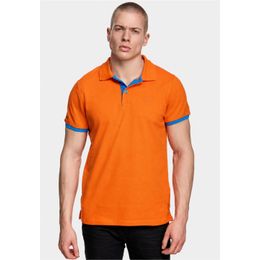 RUSTY NEAL Herren Poloshirt "Rusty Neal Polo"orange, blau, Gr. L, bestickt, 100% Baumwolle, Shirts, mit kontrastfarbig abgesetzter Knopfleiste