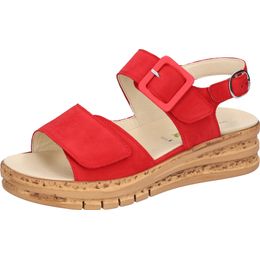 Waldl&auml;ufer WALDL&Auml;UFER Damen Sandalette "K-Arlene", Gr. 7,5, rot, Nubukleder, unifarben, Schuhe, Sommerschuh, Klettsandale in Extraweite K f&uuml;r den kr&auml;ftigen Fu&szlig;